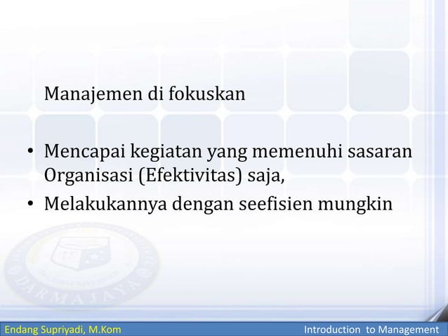 Lecture 1 introduction management ( arti & peran ) | PPT