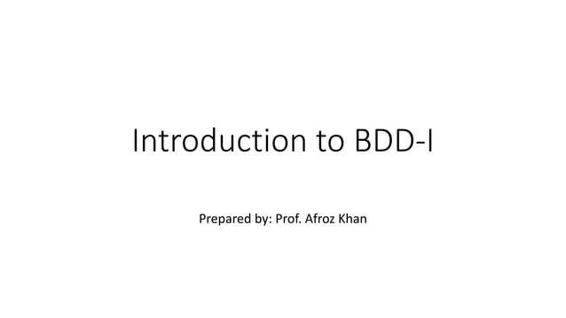 Lecture1 introduction to bdd i | PPTX