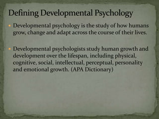 Introduction to developmental psychology | PPTX