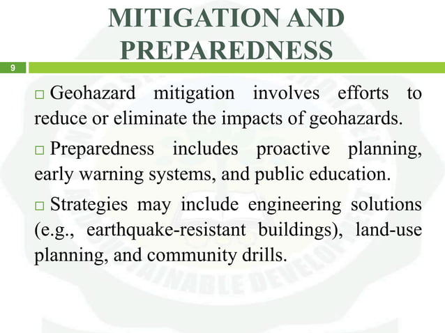 LECTURE 1 INTRODUCTION TO GEOHAZARD MITIGATION.pptx | Geology | Science