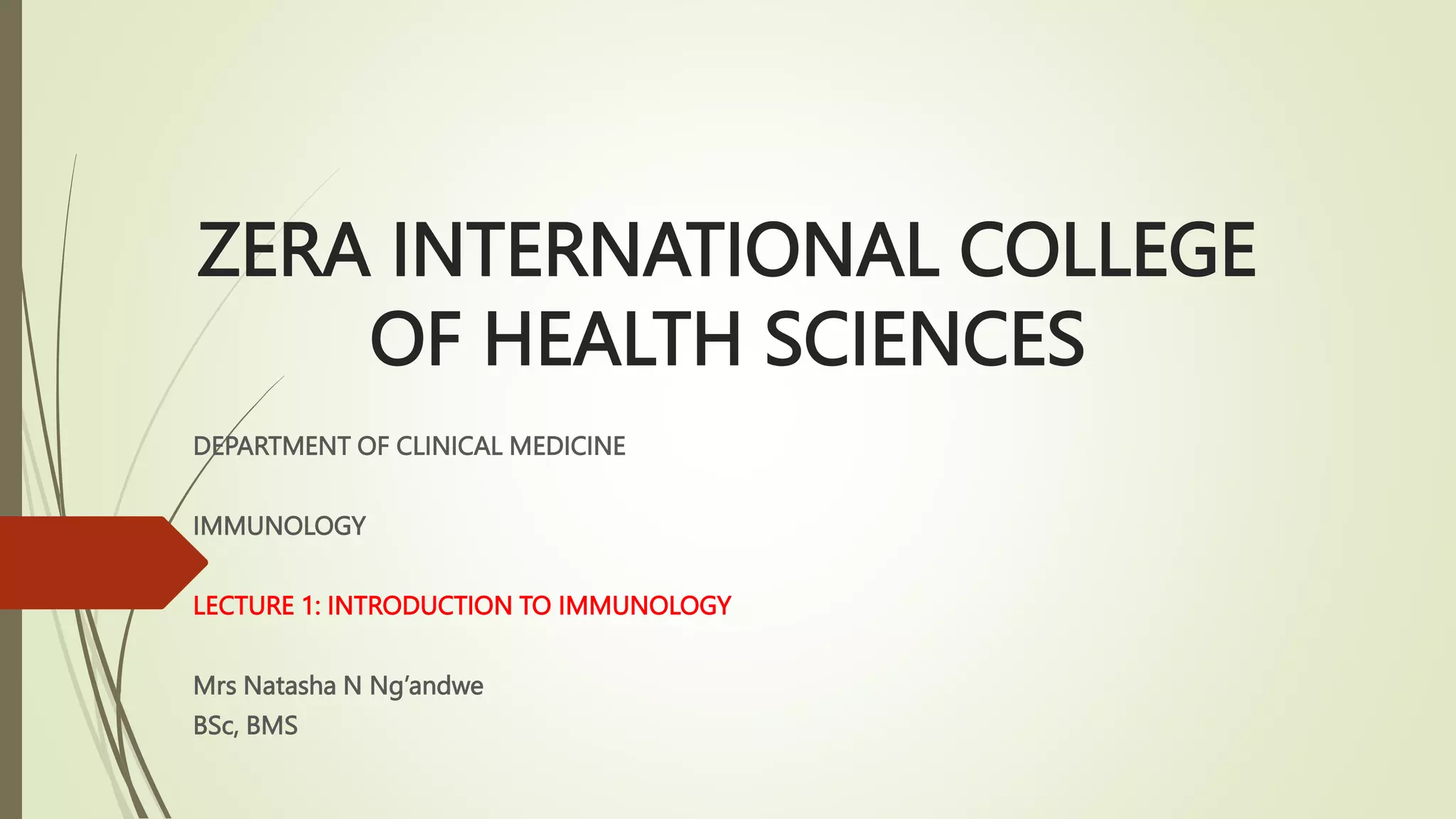 Lecture 1 Introduction To Immunology Pptx Infectious Diseases