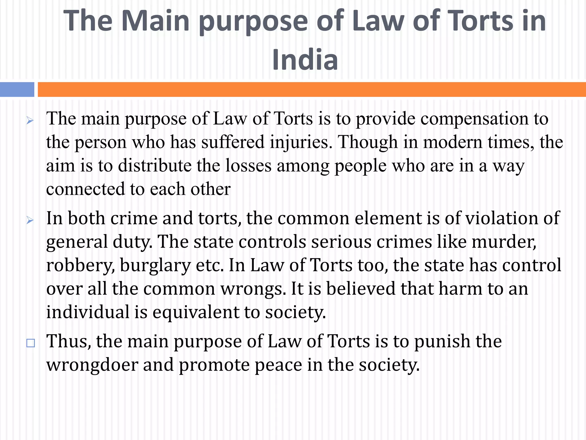 Lecture 1 introduction to law of torts | PPTX