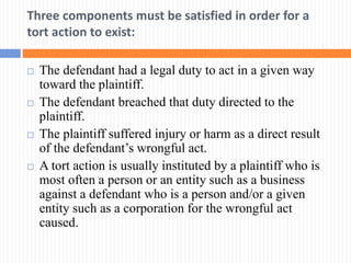 Lecture 1 introduction to law of torts | PPTX