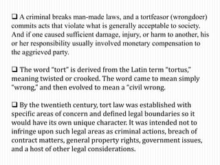 Lecture 1 introduction to law of torts | PPTX