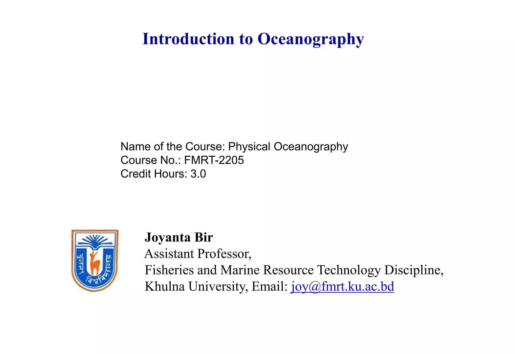 introduction to oceanography and history of ocean science | PPTX