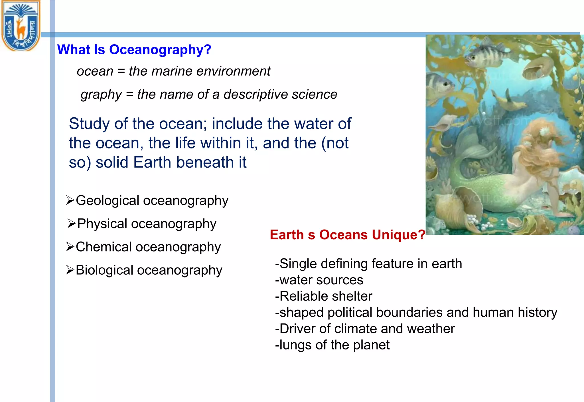introduction to oceanography and history of ocean science | PPTX
