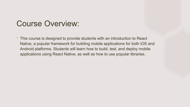Lecture 1 Introduction to React Native.pptx | Web Development | Internet