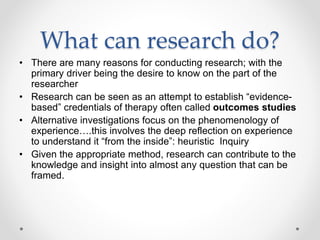 Lecture 1 introduction to research in counselling | PPTX