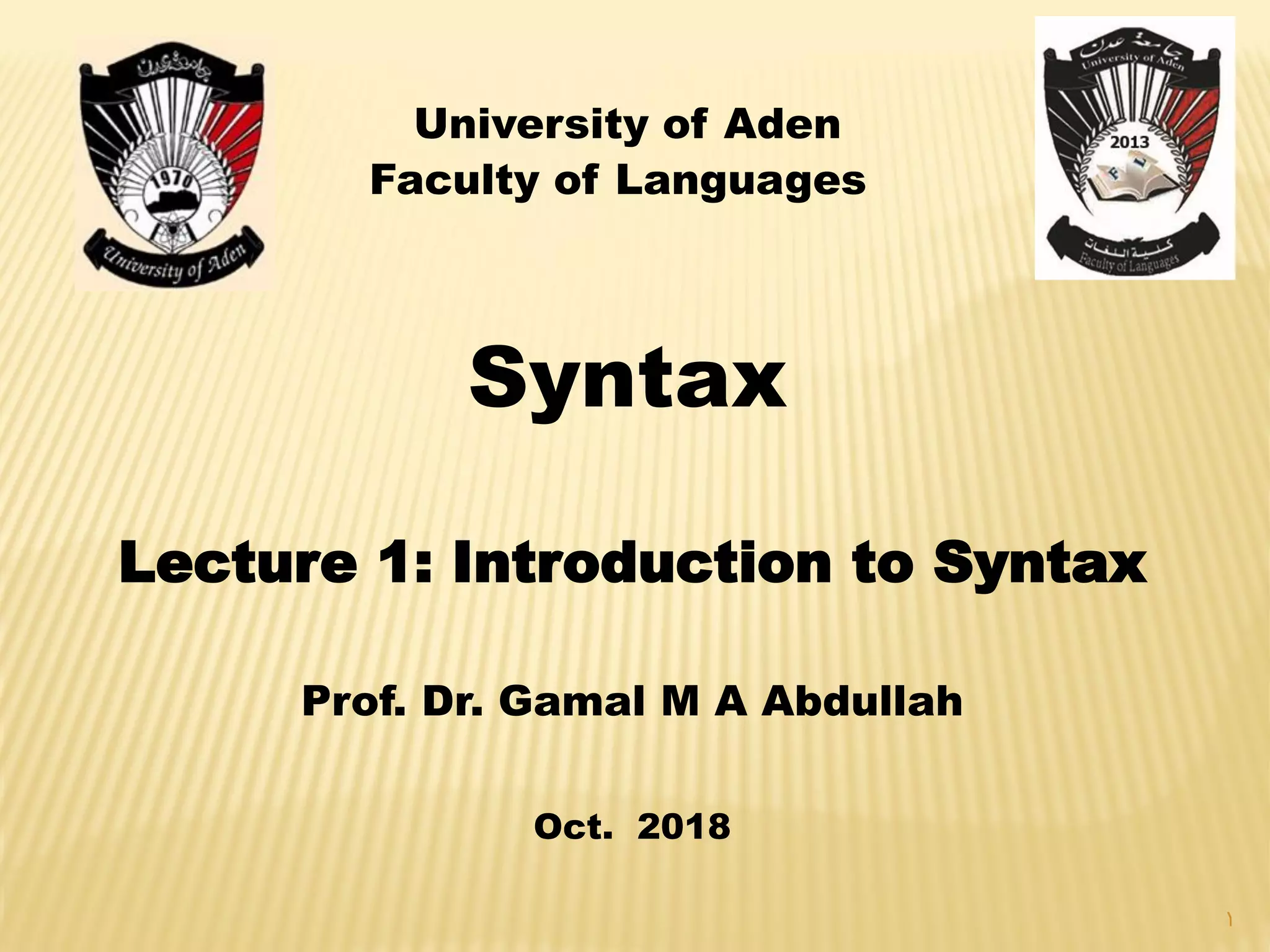 Lecture 1 introduction to syntax | PDF