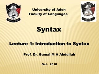 Lecture 1 introduction to syntax | PDF