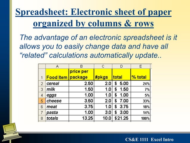 Lecture 1 Intro to Excel.pptx | Computing | Technology & Computing