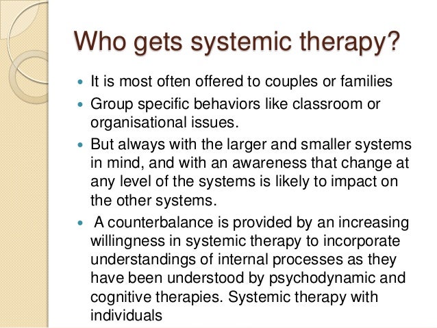 Lecture 1 introduction to systemic therapy
