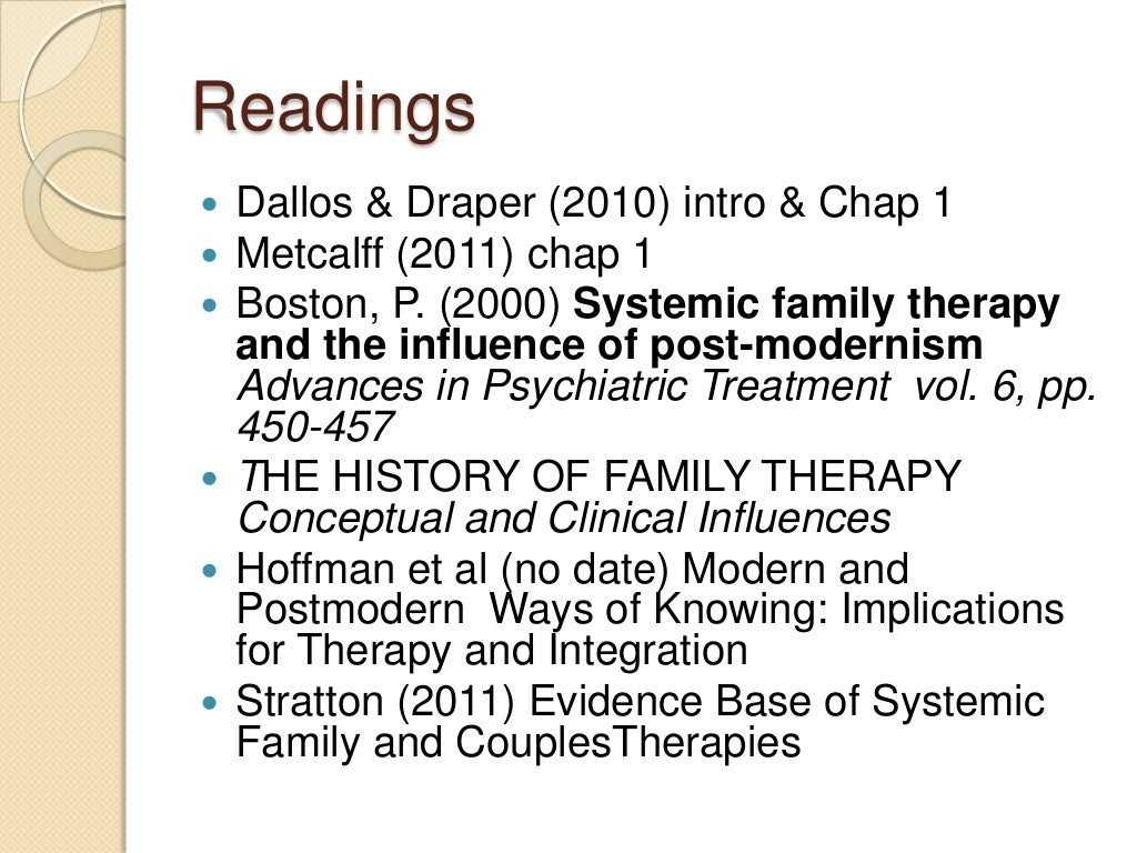 Lecture 1 introduction to systemic therapy