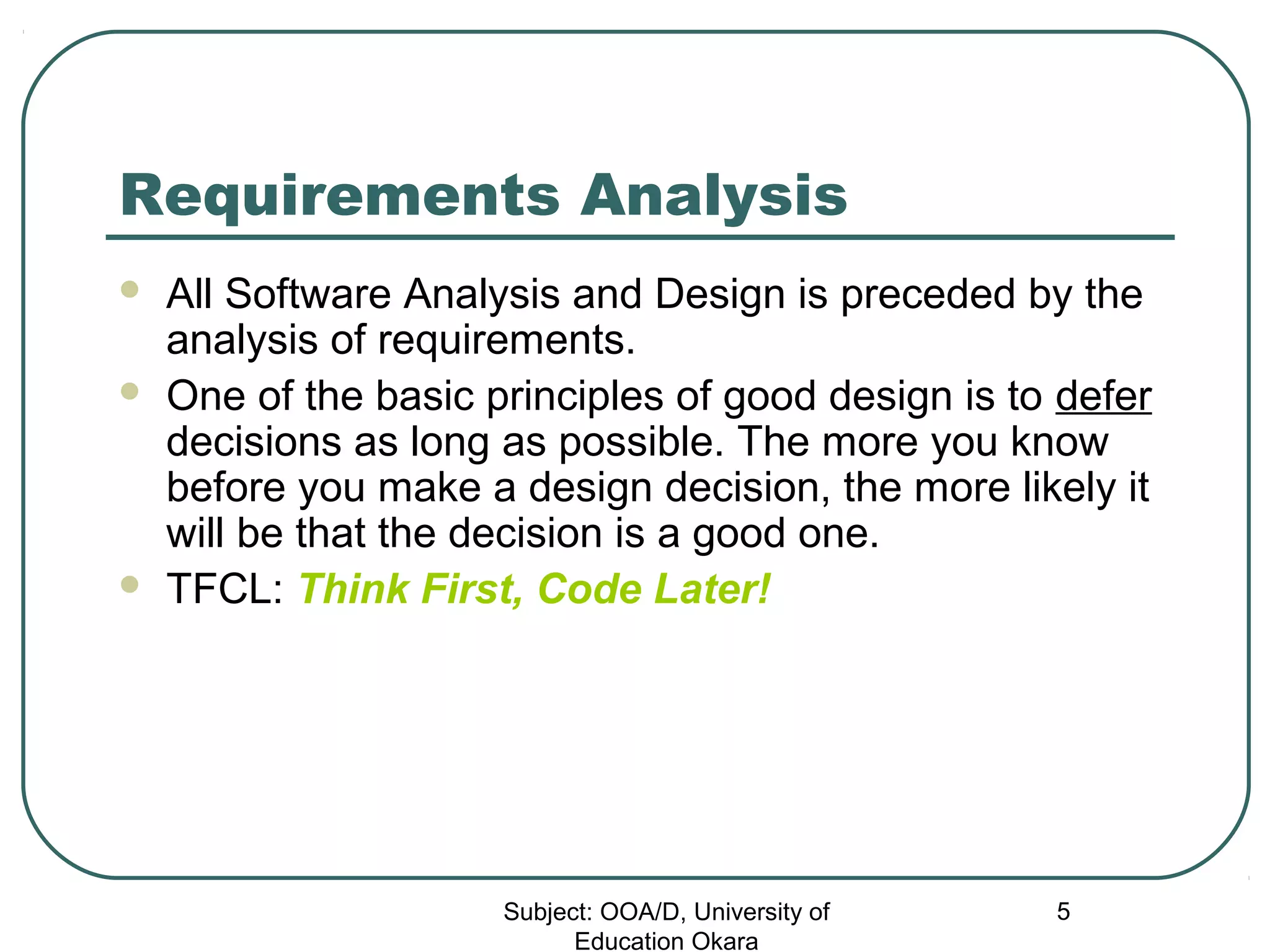 Introduction to Object Oriented Design | PPT