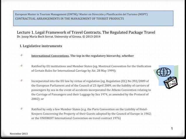 legal framework of travel contracts | PPT
