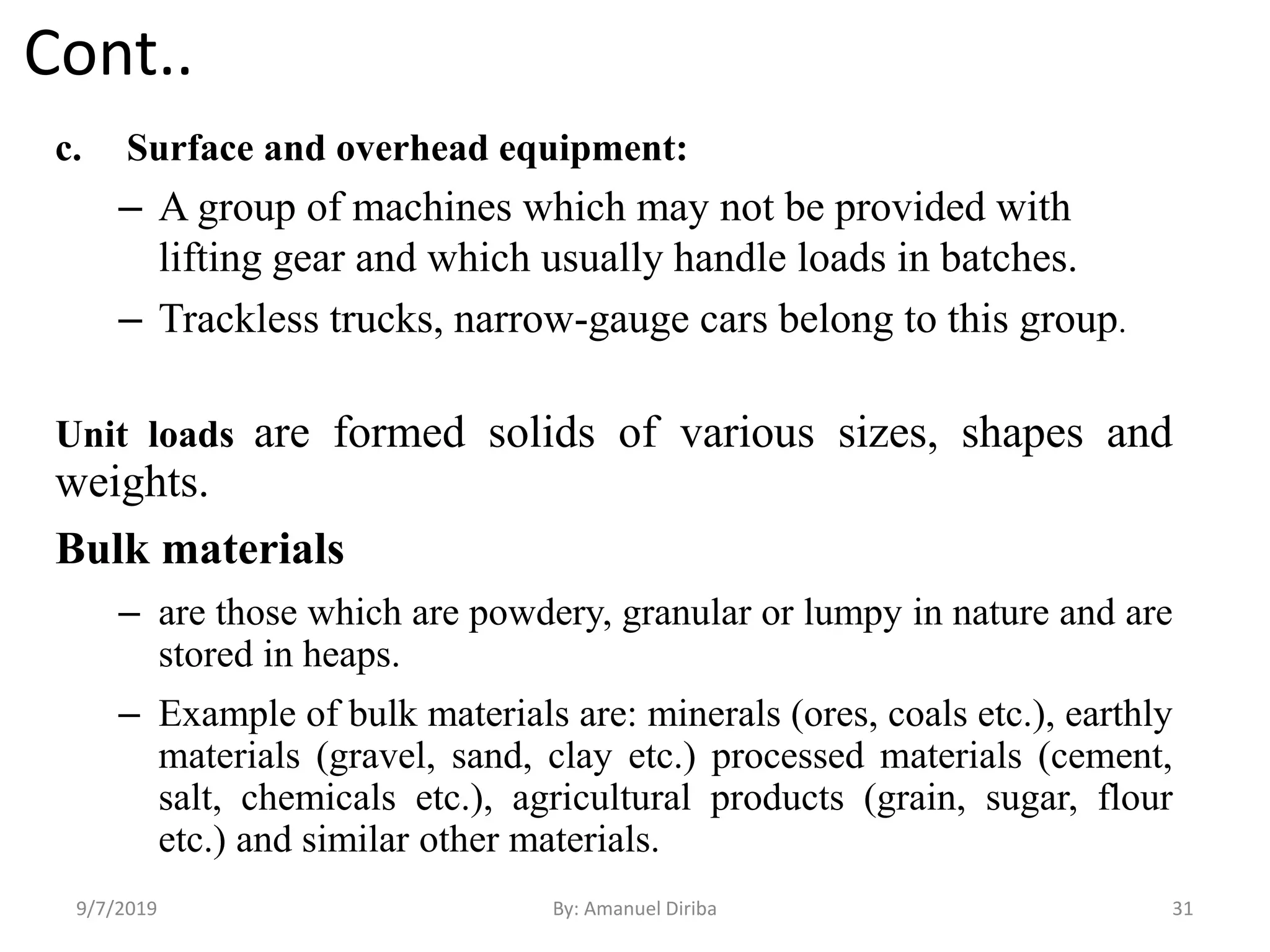 Lecture 1 Material Handling Equipment (Introduction to Material ...