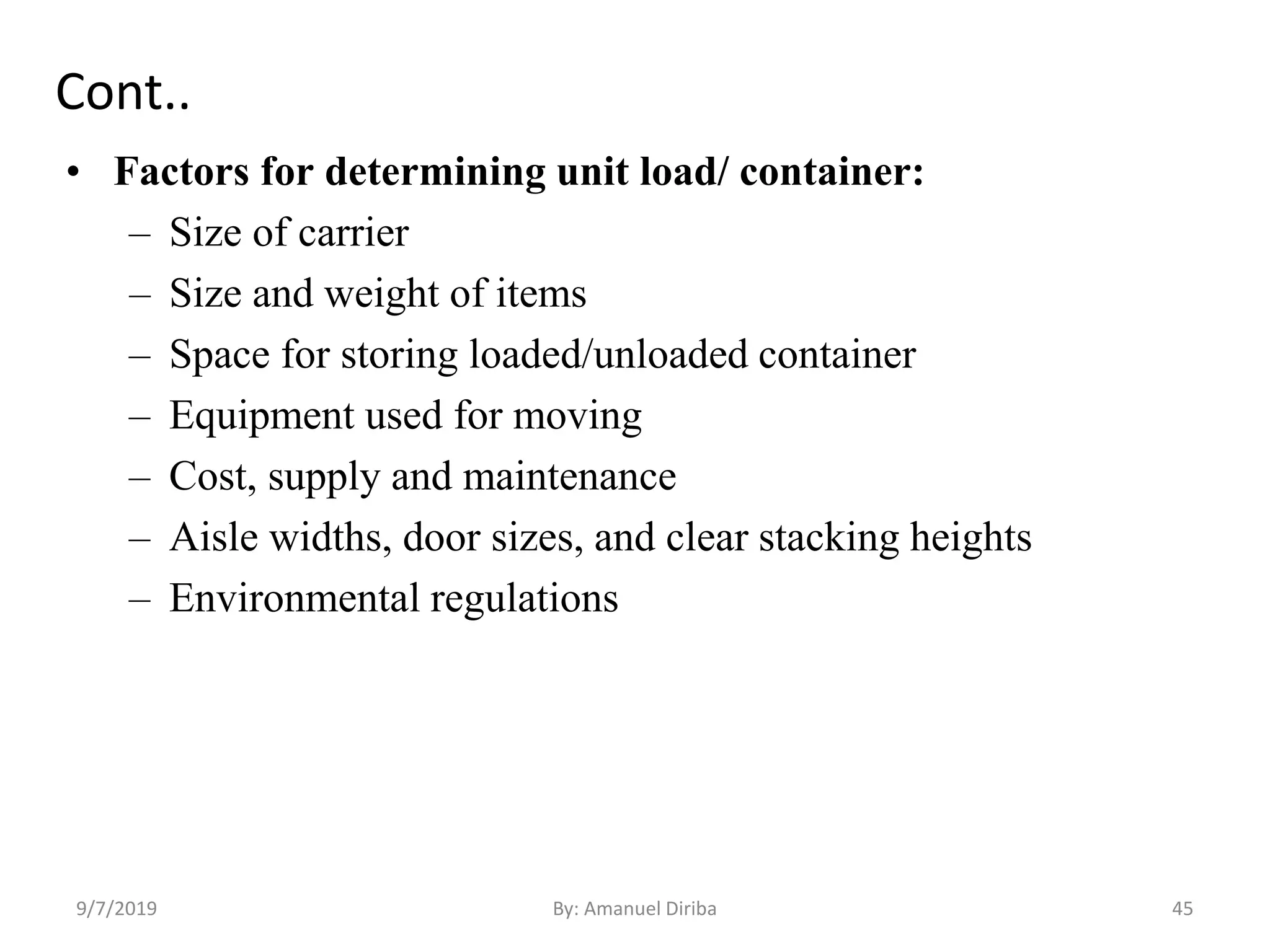 Lecture 1 Material Handling Equipment (Introduction to Material ...