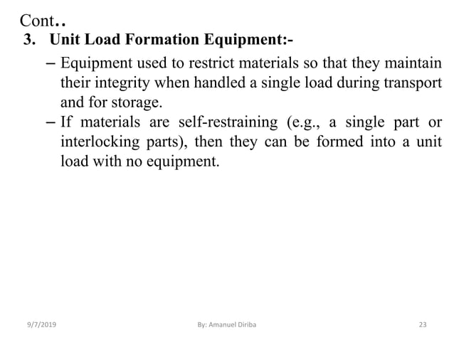 Lecture 1 Material Handling Equipment (Introduction to Material ...