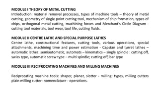 Lecture 1 metal cutting and machine tools unit i | PPTX