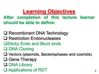 Lecture 1 molecular tech. RDT By Dr Vishnu Kumar Professor ...