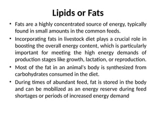 Nutrients required by livestock, feeds and their classification | PPTX