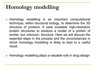 demonstration lecture on Homology modeling | PPT