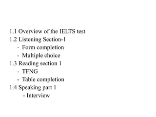 Lecture 1 overview for ielts test | PPT