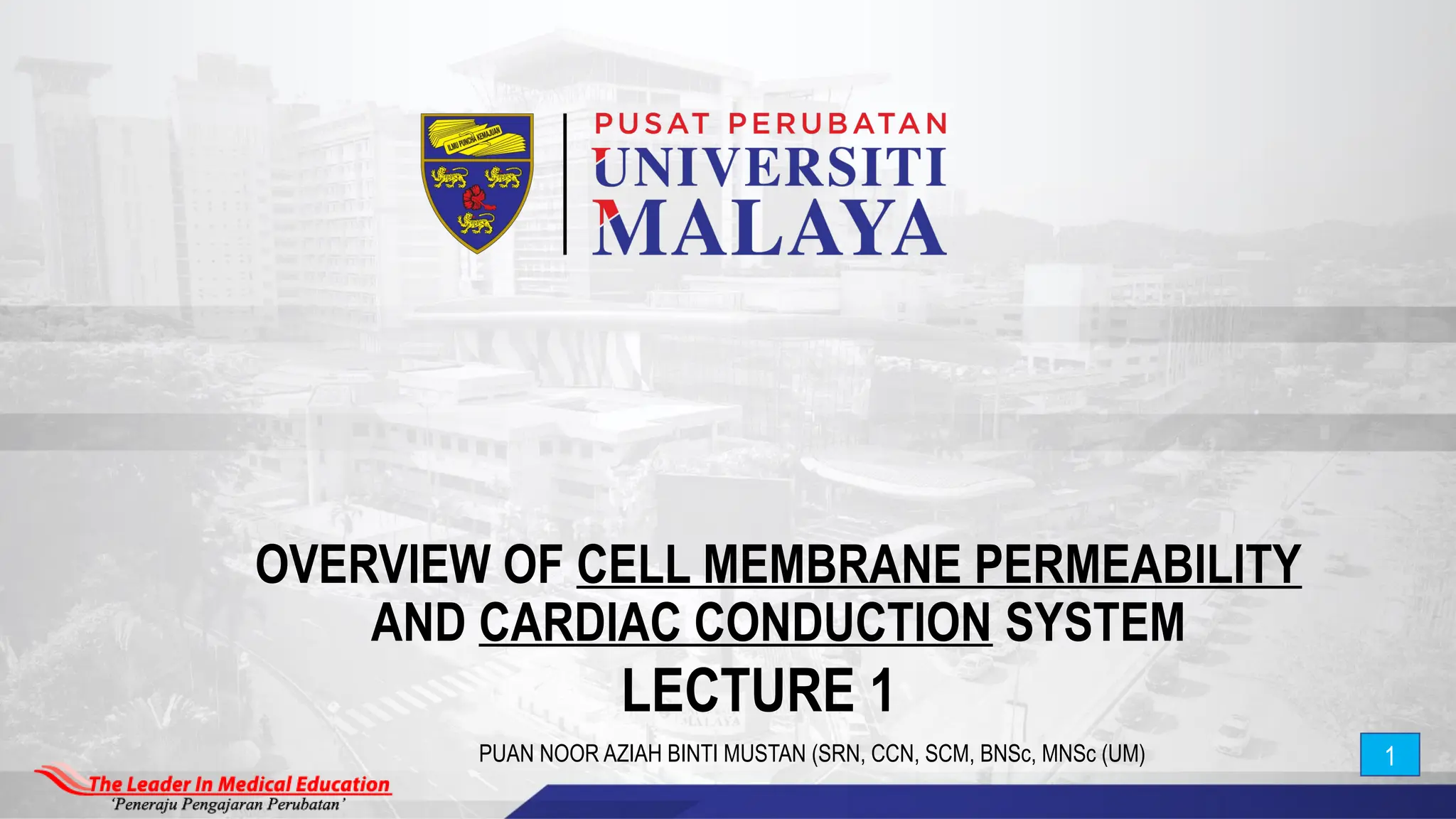 LECTURE 1 OVERVIEW OF CELL MEMBRANE PERMEABILITY AND CARDIAC CONDUCTION ...