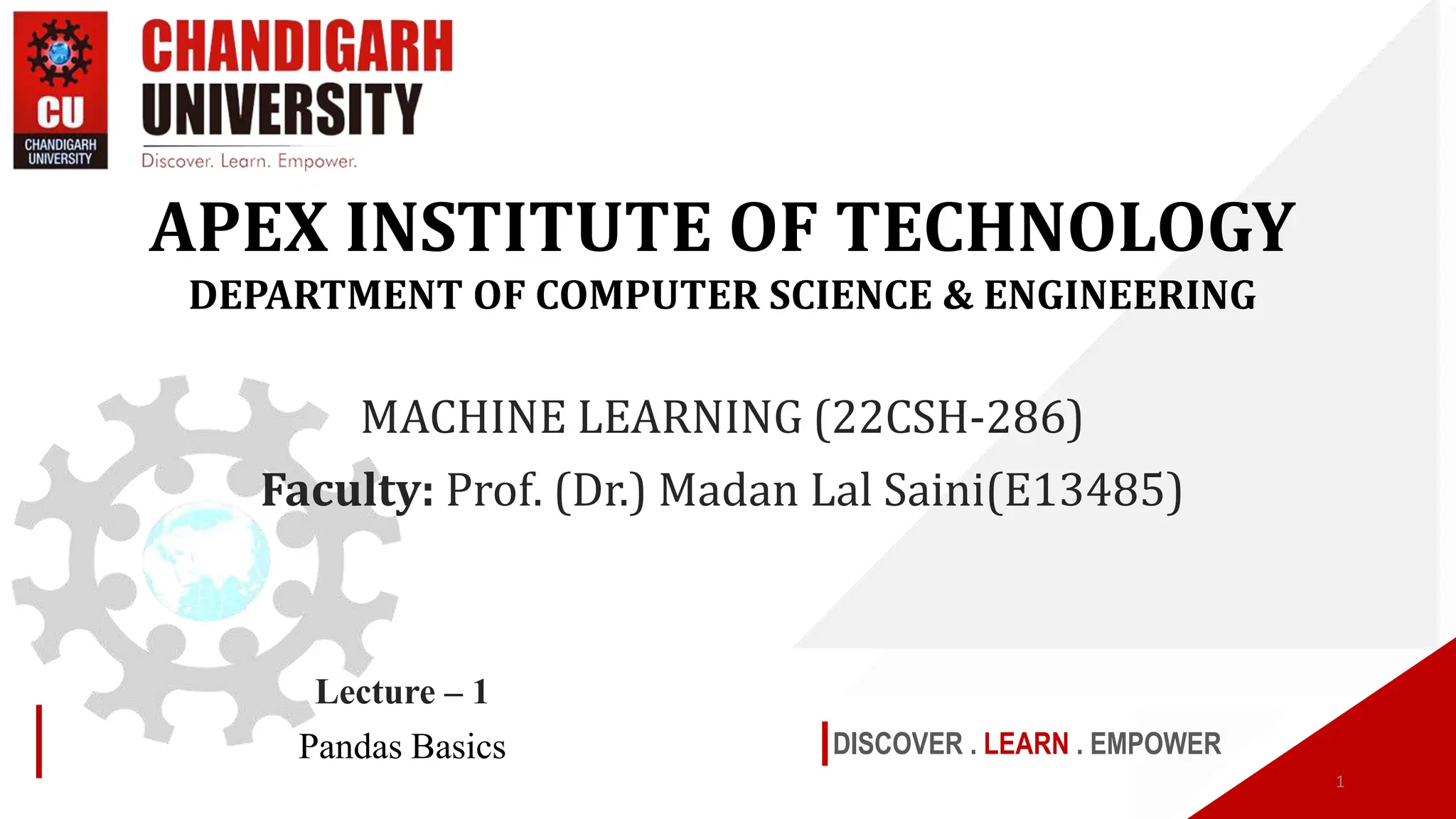 Lecture 1 Pandas Basics.pptx machine learning | PPT Lecture 1 Pandas Basics.pptx machine learning | PPT