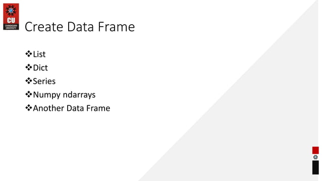 Lecture 1 Pandas Basics.pptx machine learning | PPT