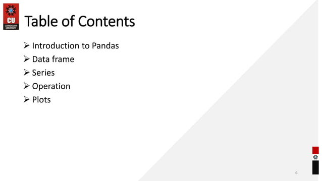 Lecture 1 Pandas Basics.pptx machine learning | PPT