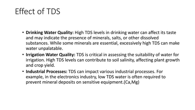 LECTURE 1 Properties,tds-total dissolved solids,tss.pptx | Indoor ...