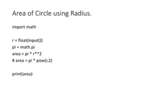 Lecture 1 python arithmetic (ewurc) | PPT