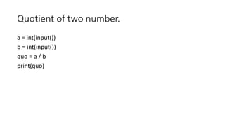 Lecture 1 python arithmetic (ewurc) | PPT