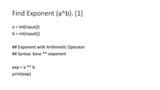 Lecture 1 python arithmetic (ewurc) | PPT