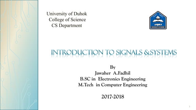 Lecture1: Introduction to signals | PDF | Computing | Technology & Computing