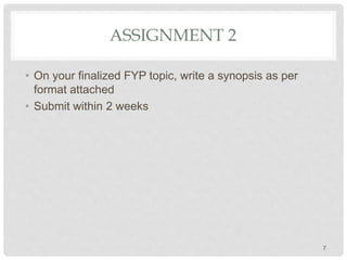 FYP-1 Presentation Lecture 01 by Dr. Irtaza | PPT