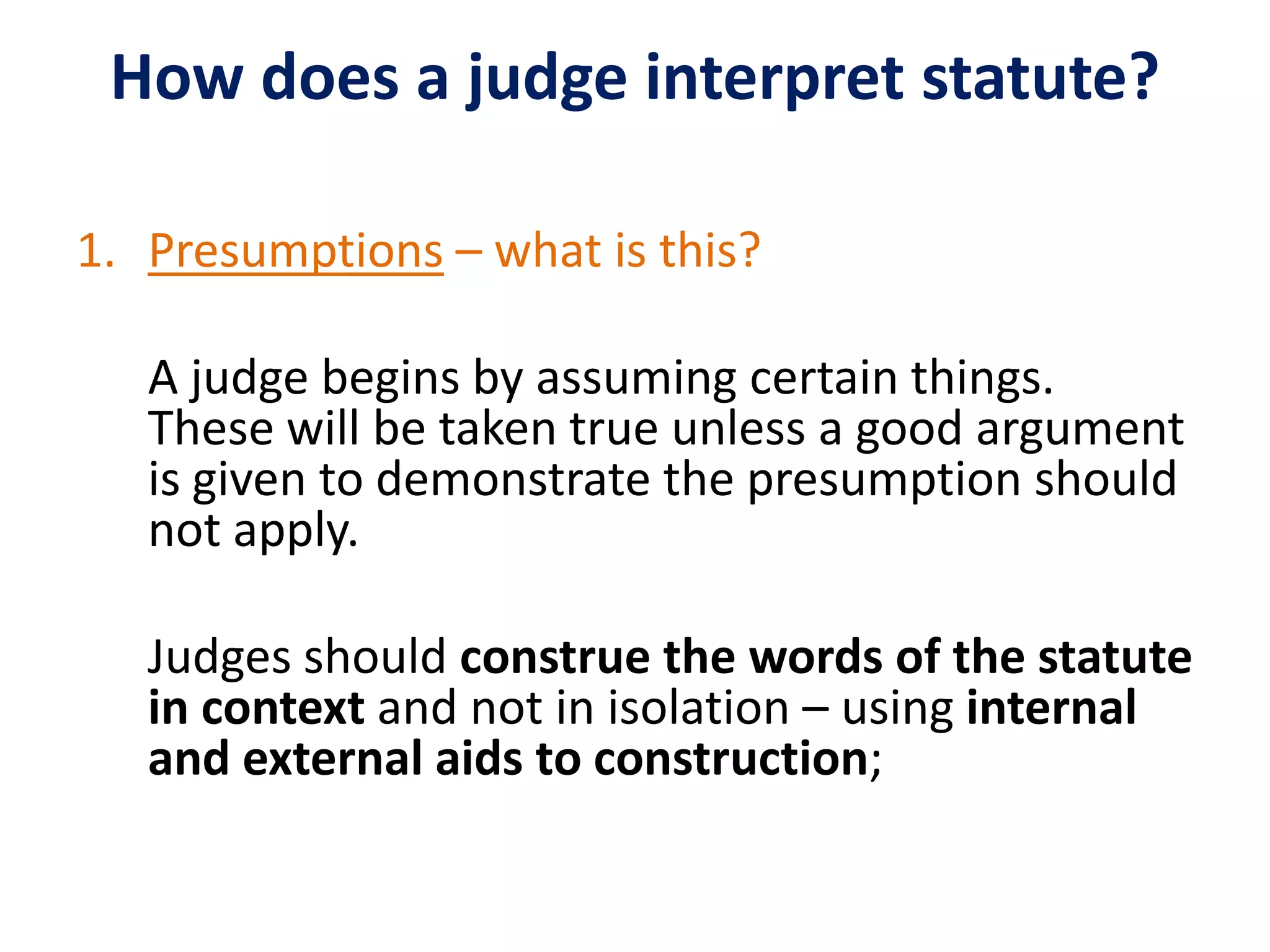 Lecture 1 statutory interpretation on Literal Rule | PPTX