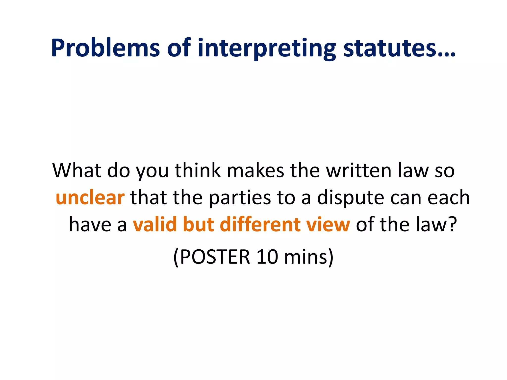 Lecture 1 statutory interpretation on Literal Rule | PPTX