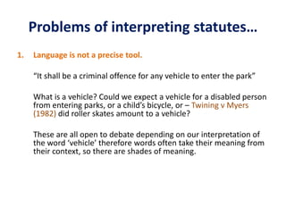 Lecture 1 statutory interpretation on Literal Rule | PPTX