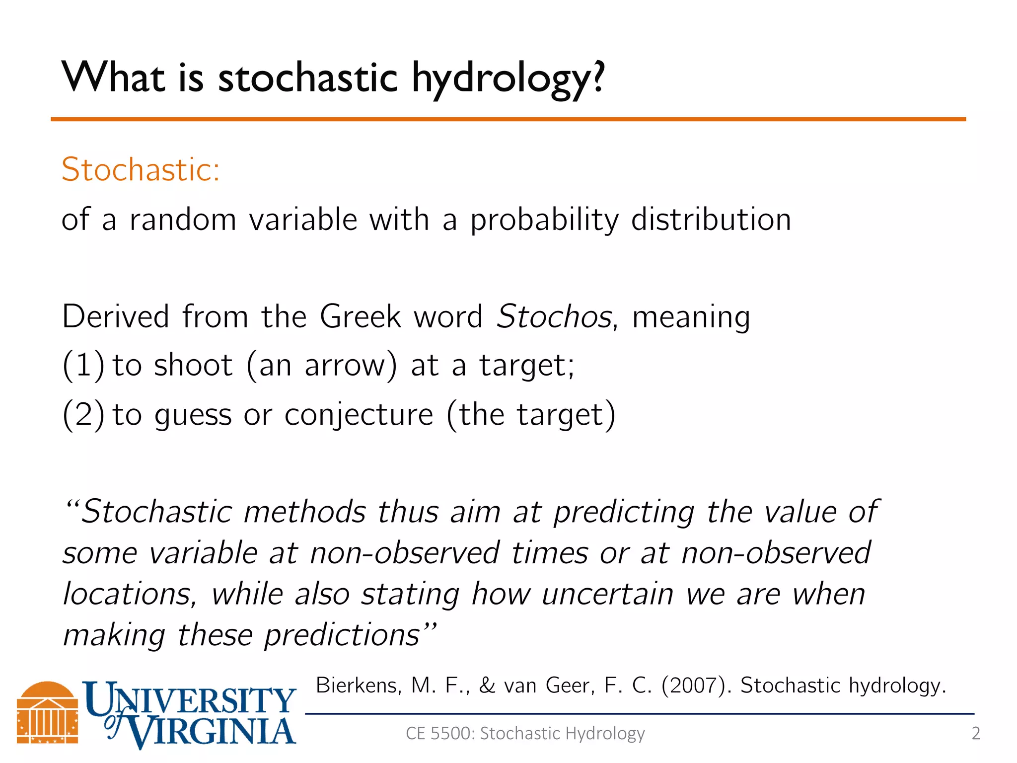 Lecture 1 Stochastic Hydrology Pdf