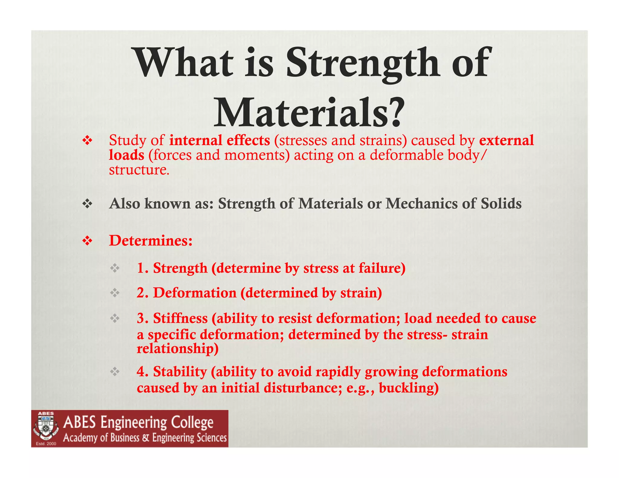 Lecture 1 stresses and strains | PDF