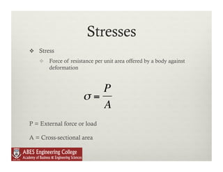 Lecture 1 stresses and strains | PDF