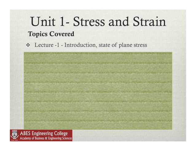 Lecture 1 stresses and strains | PDF