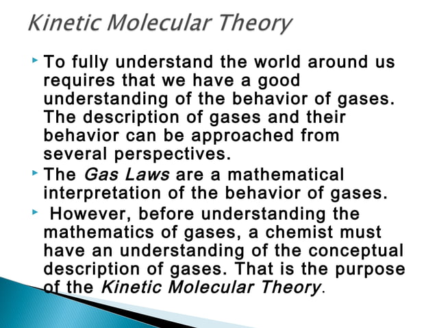 Lecture 1 the kinetic theory of gases | PPT