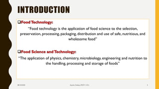 Food Science and Technology _ Lecture 1 | PDF
