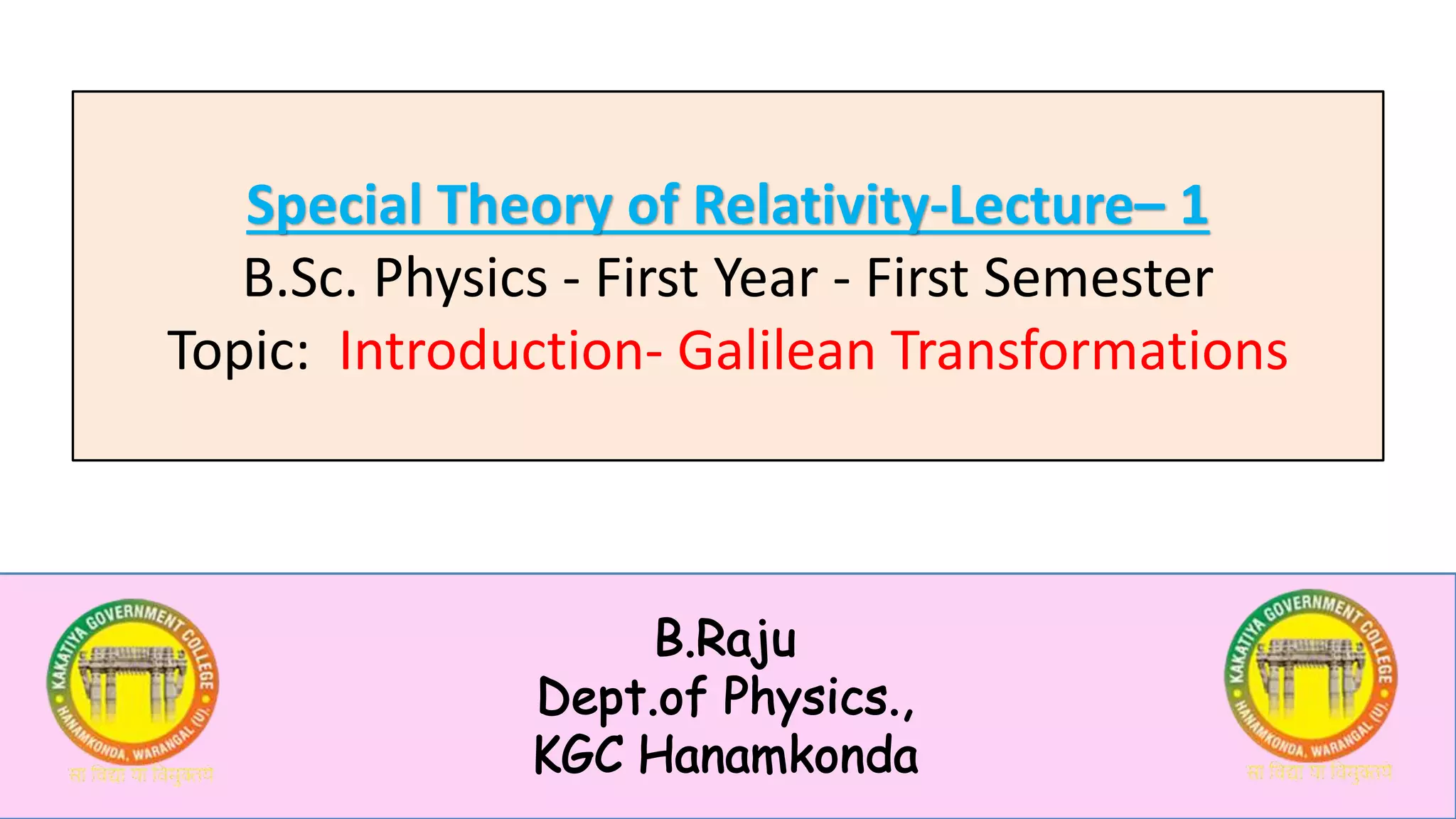 Galilean Transformation Equations | PPTX
