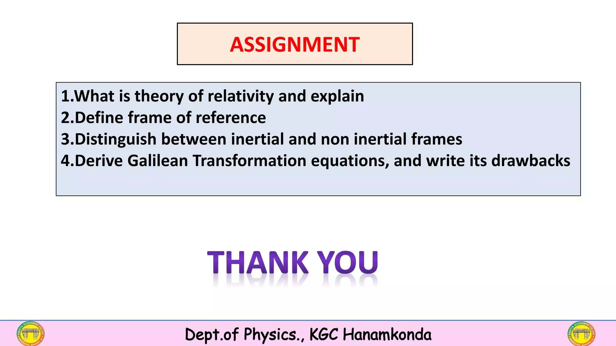 Galilean Transformation Equations Pptx