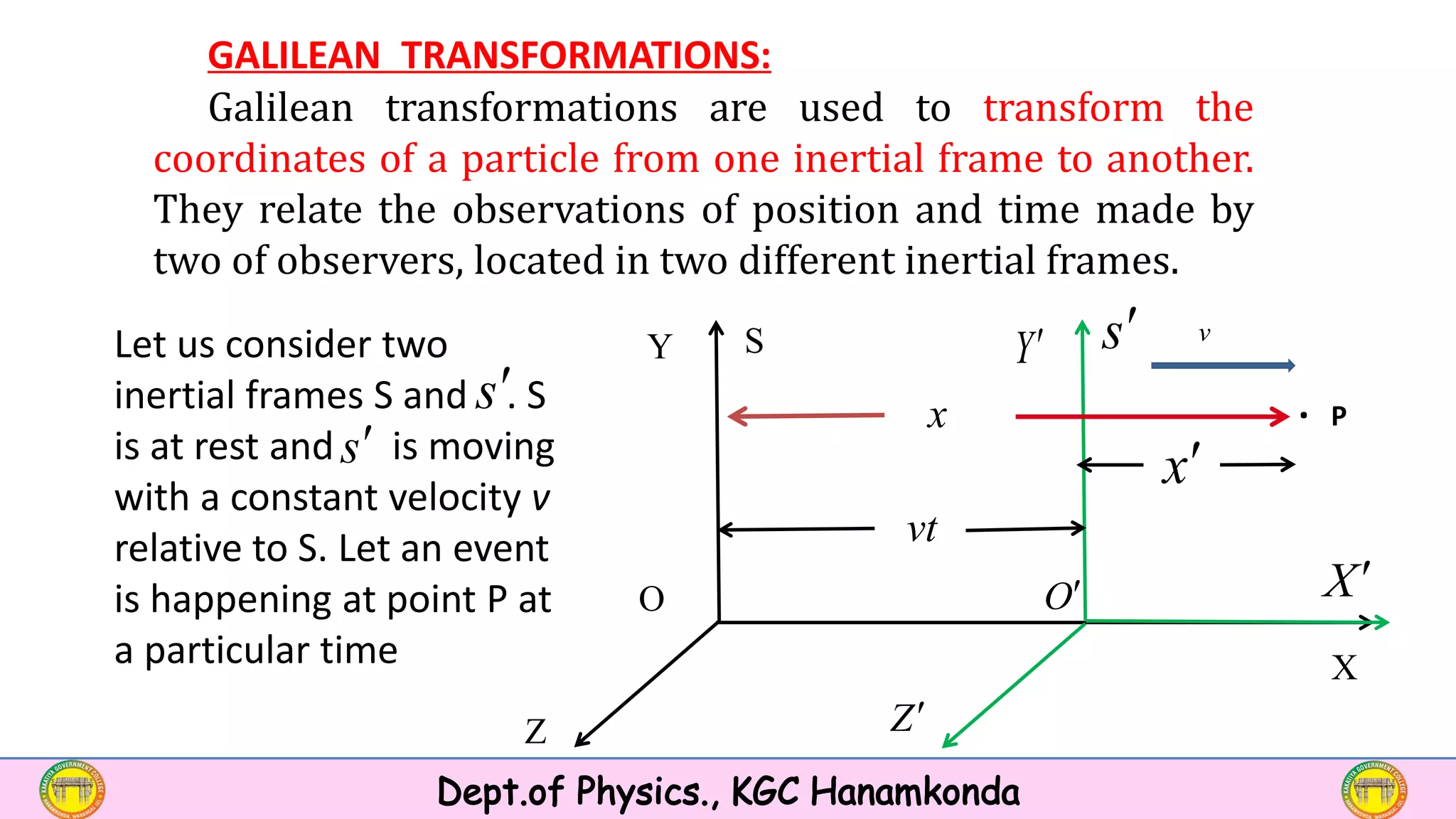 Galilean Transformation Equations | PPTX