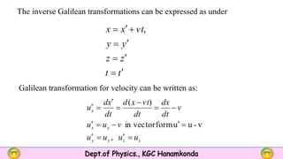 Galilean Transformation Equations | PPTX